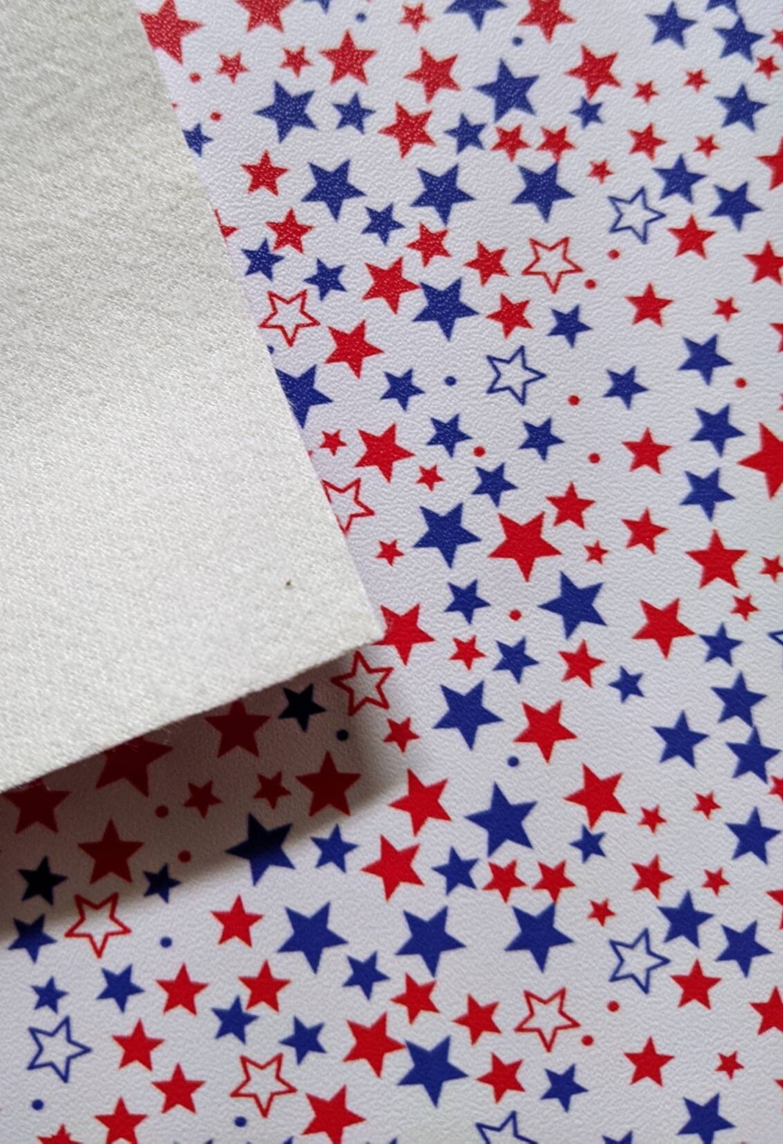Patriotic Stars Vinyl Fabric - 12x52" ROLL - Hair Bow Vinyl - Faux ...