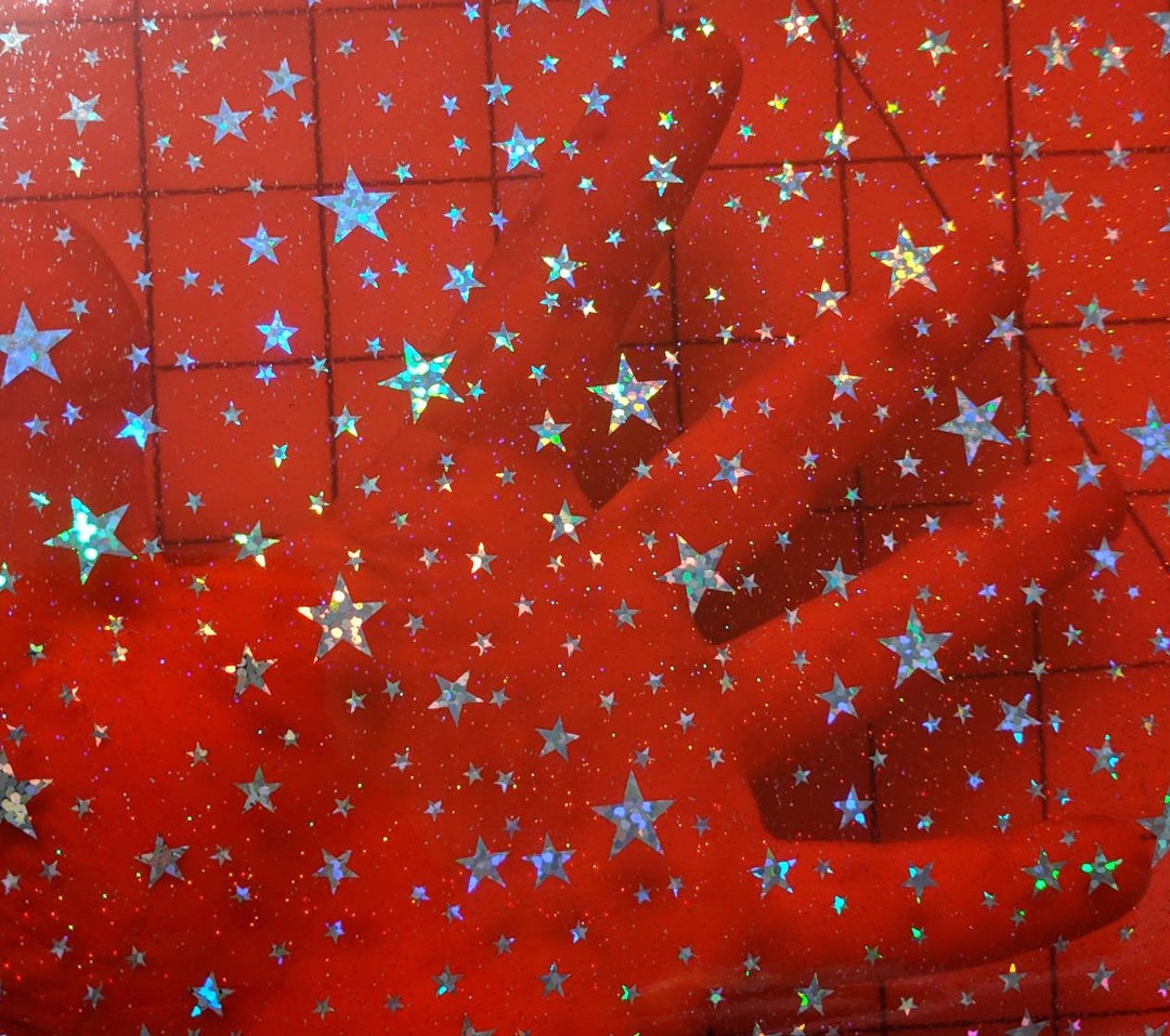 Red Jelly Tinted Holographic Stars Vinyl Sheet - 9x47" ROLL Embroidery ...