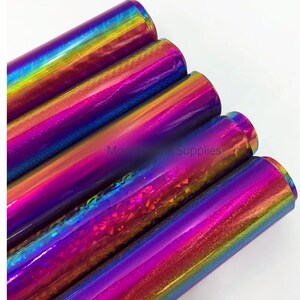 Rainbow Holographic Vinyl 9x12 SHEET Primary Rainbow Embroidery Vinyl ...