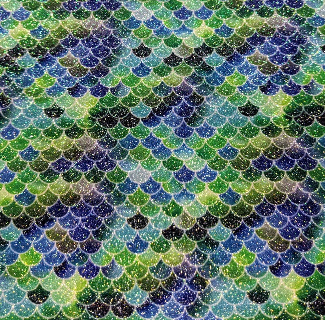 Green & Blue Mermaid Scales Glitter Vinyl - 9x12" SHEET - Embroidery ...