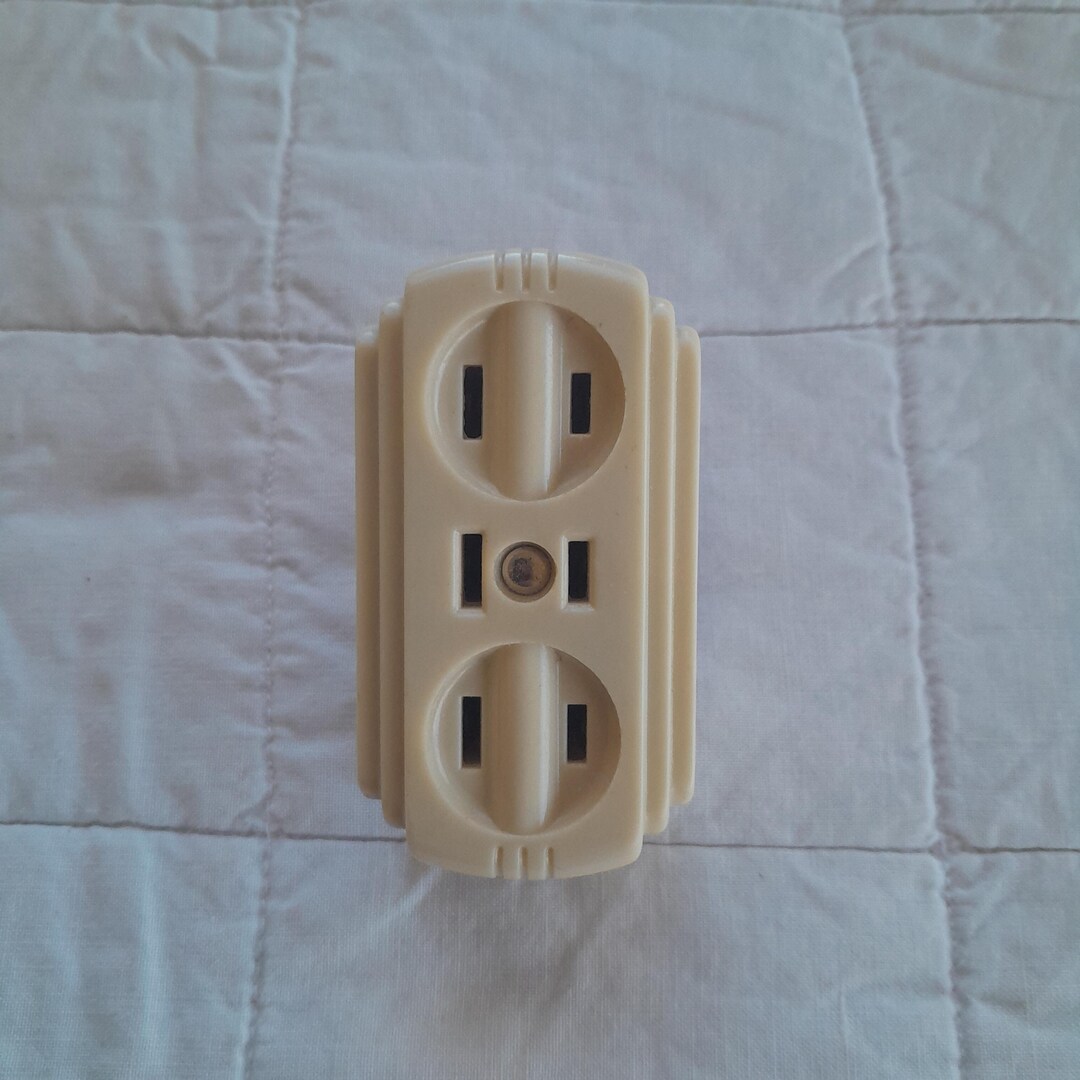 Vintage Eagle Brand Cream Bakelite Outlet Adaptor, Art Deco Design ...