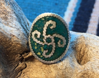 Sterling Silver Ring With Turquoise Chip Inlay - Etsy