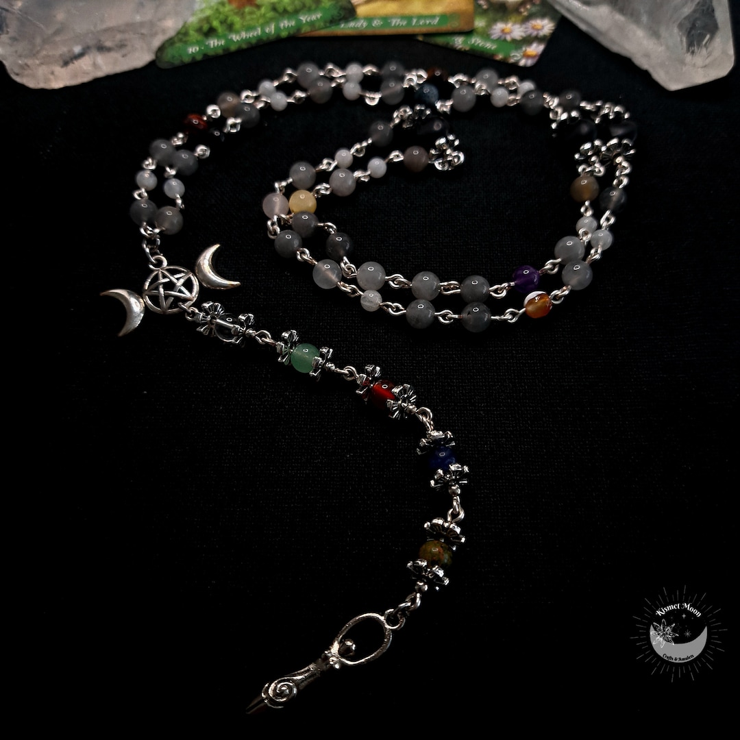 Wheel of the Year Witch Rosary: Pagan Prayer Beads, Witch's Ladder ...