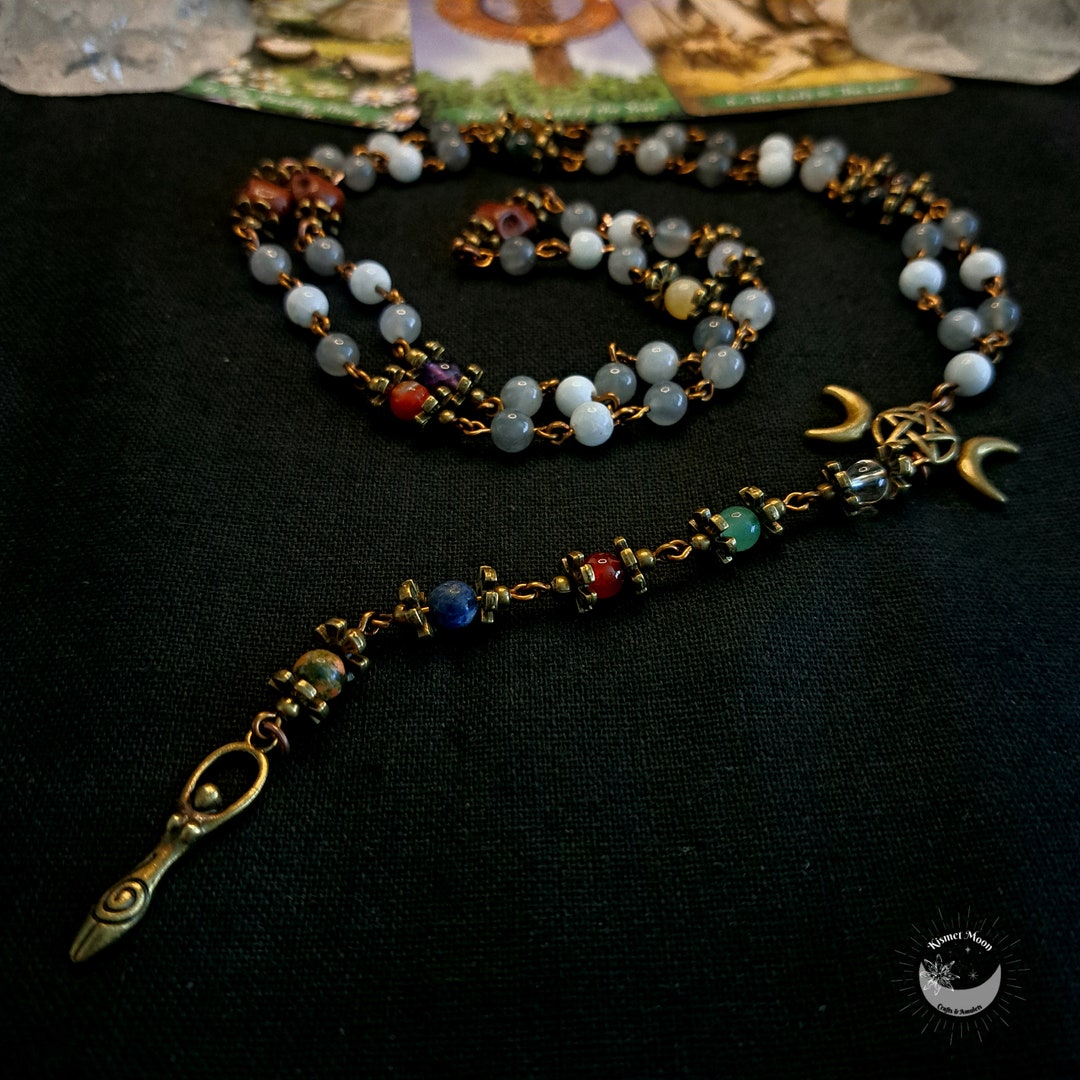 Wheel of the Year Witch Rosary, Pagan Prayer Beads, Witch's Ladder ...