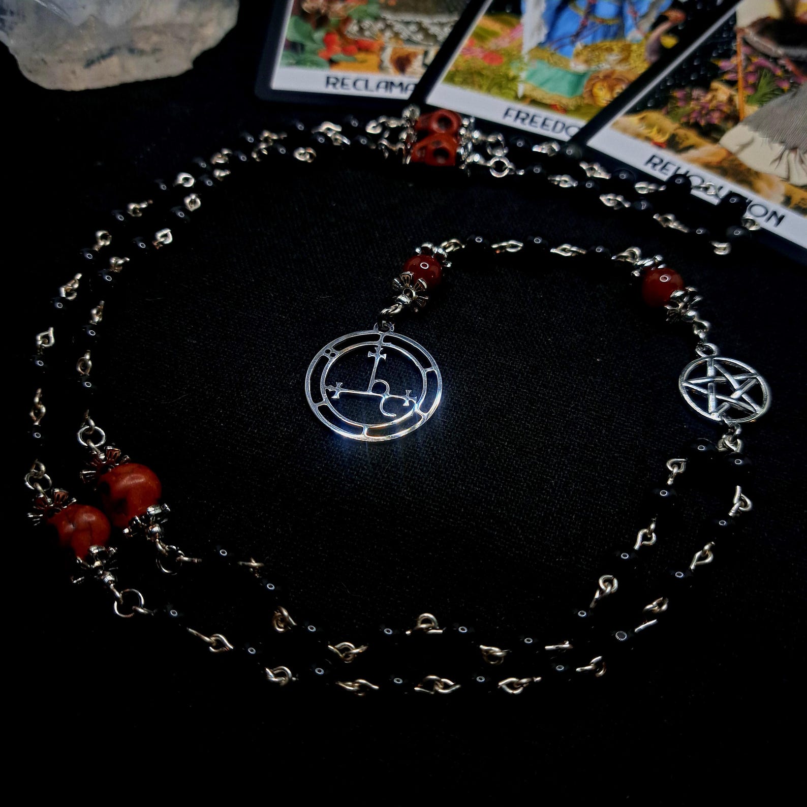Lilith Prayer Beads Necklace: Satanic Rosary, Pagan Meditation Beads ...