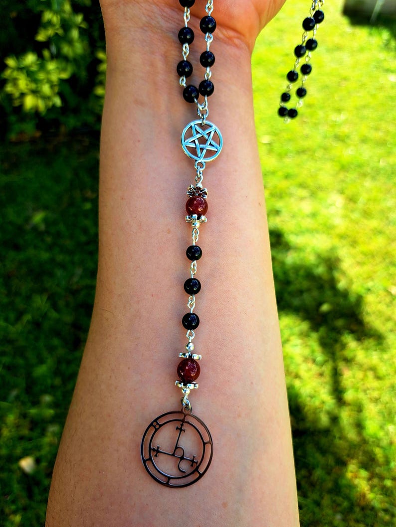 Lilith Prayer Beads Necklace: Satanic Rosary, Pagan Meditation Beads ...
