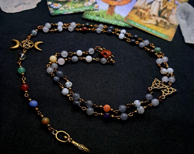 Wheel of the Year Witch Rosary: Pagan Prayer Beads, Witch's Ladder ...