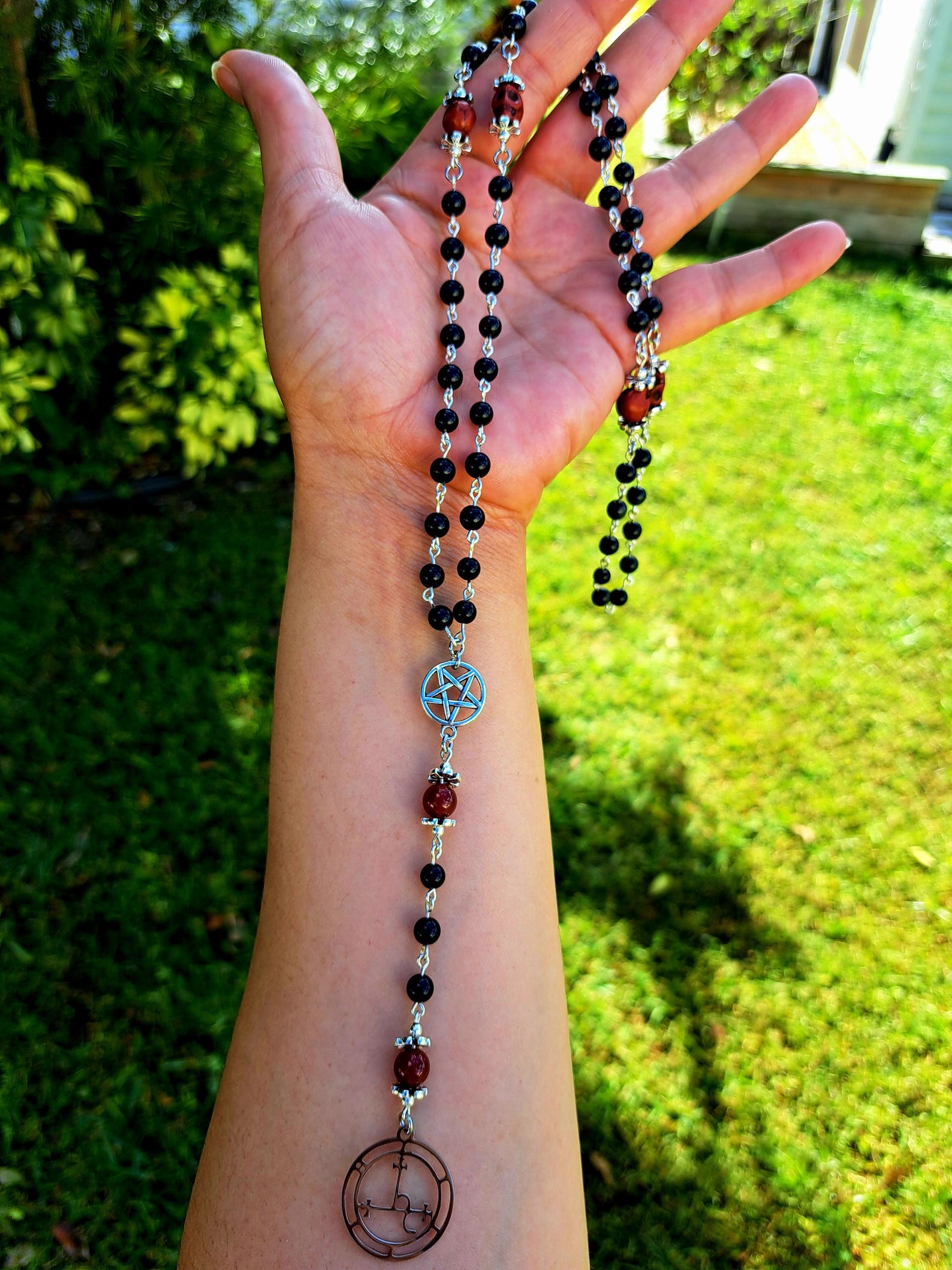 Lilith Prayer Beads Necklace: Satanic Rosary, Pagan Meditation Beads ...