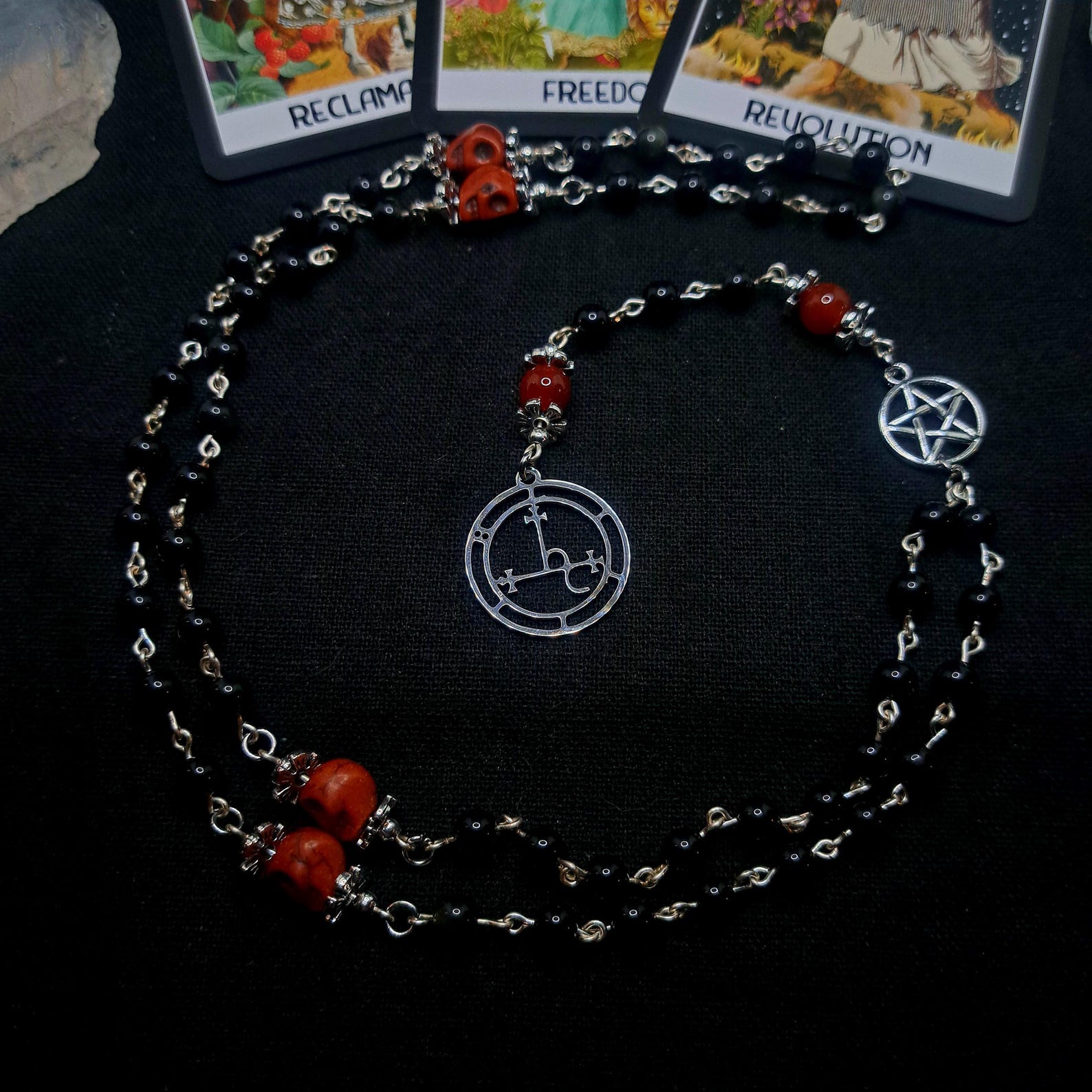 Lilith Prayer Beads Necklace: Satanic Rosary, Pagan Meditation Beads ...