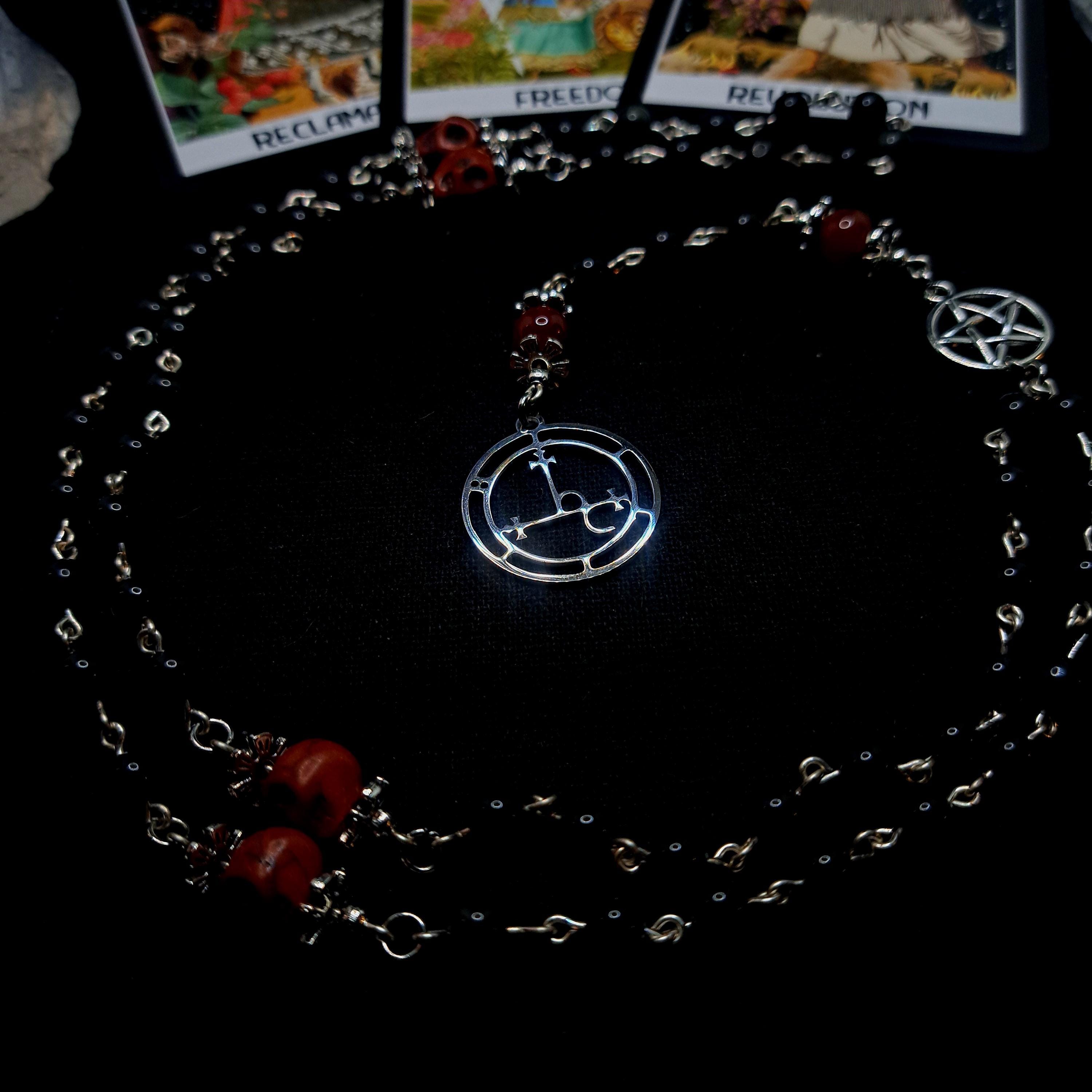 Lilith Prayer Beads Necklace: Satanic Rosary, Pagan Meditation Beads ...