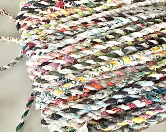 GRAY Upcycled Fabric Rag Rope by the Yard, Scrap Fabric Twine, Fabric ...