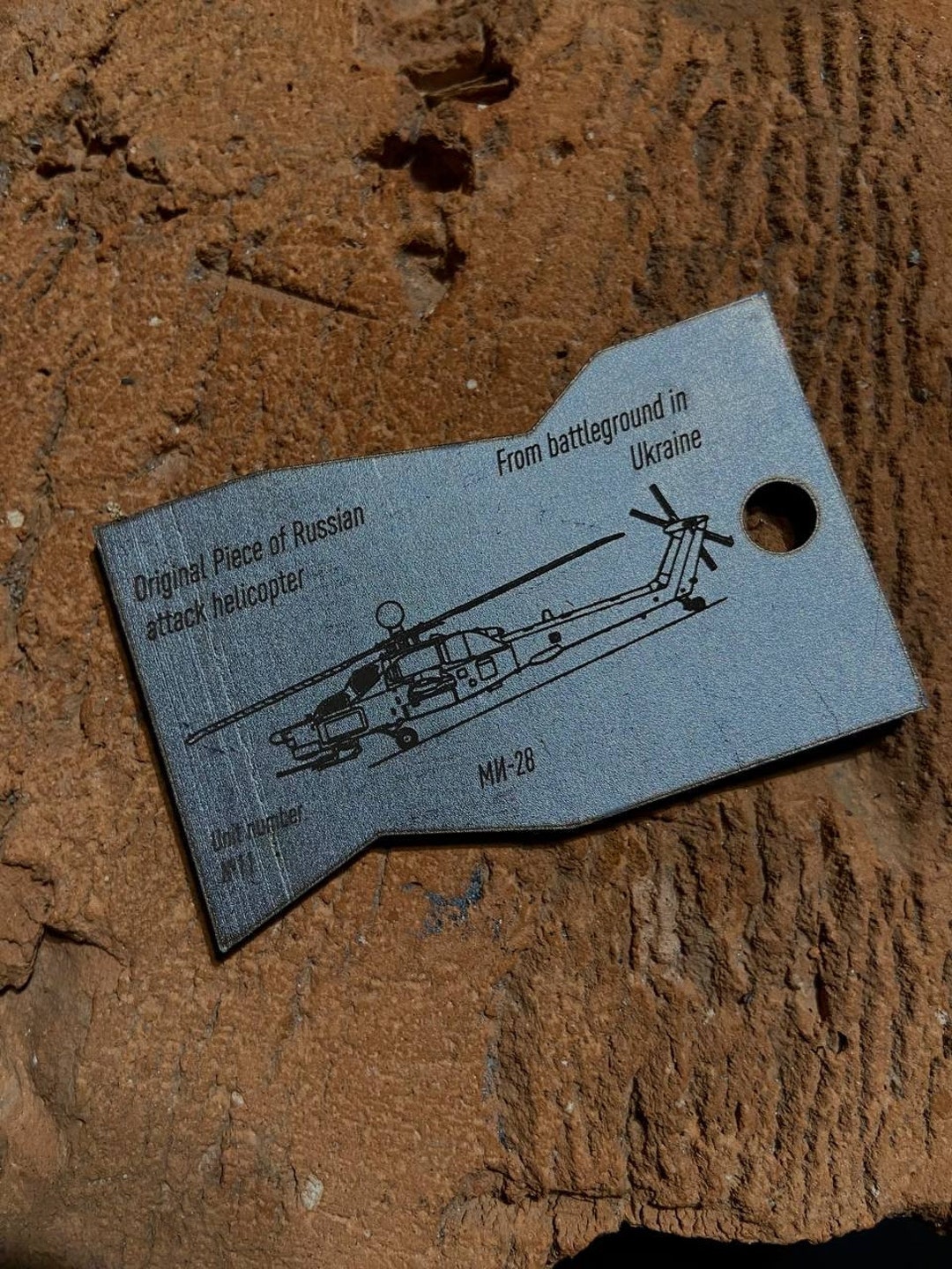 Token of Russian Combat Helicopter Made of Burned Amor M28 From Ukraine ...
