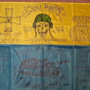Ukraine Flag Signed by Ukranian Forces Soldiers Interlegion, Ukrainian ...