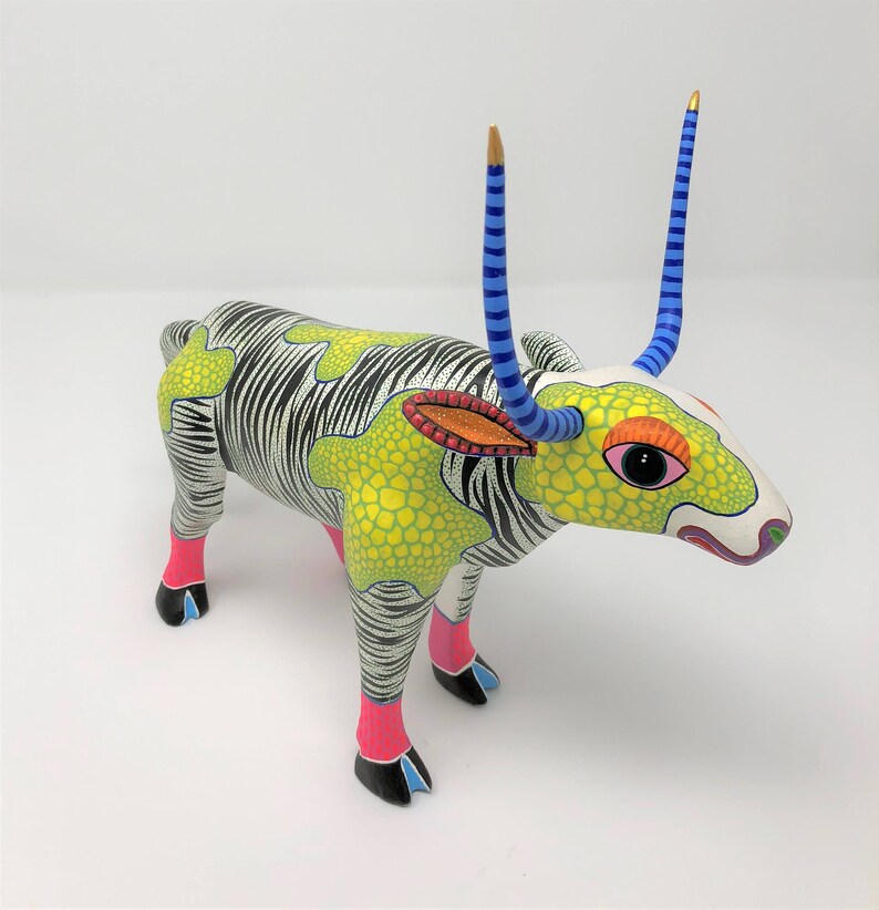 Hand Carved and Painted Oaxaca Art Large Bull | Etsy