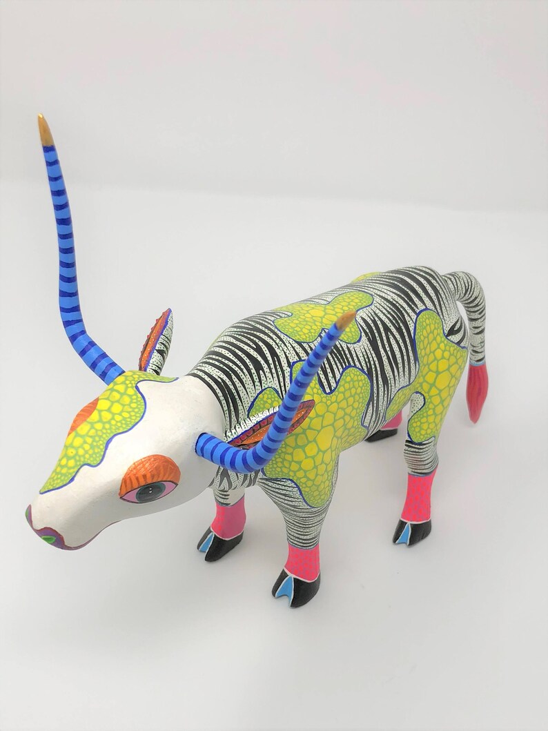Hand Carved and Painted Oaxaca Art Large Bull | Etsy