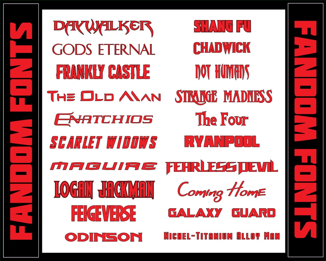 Marvel Themed Fandom Font Pack (20 Marvel Themed Movie Fonts)(digital ...