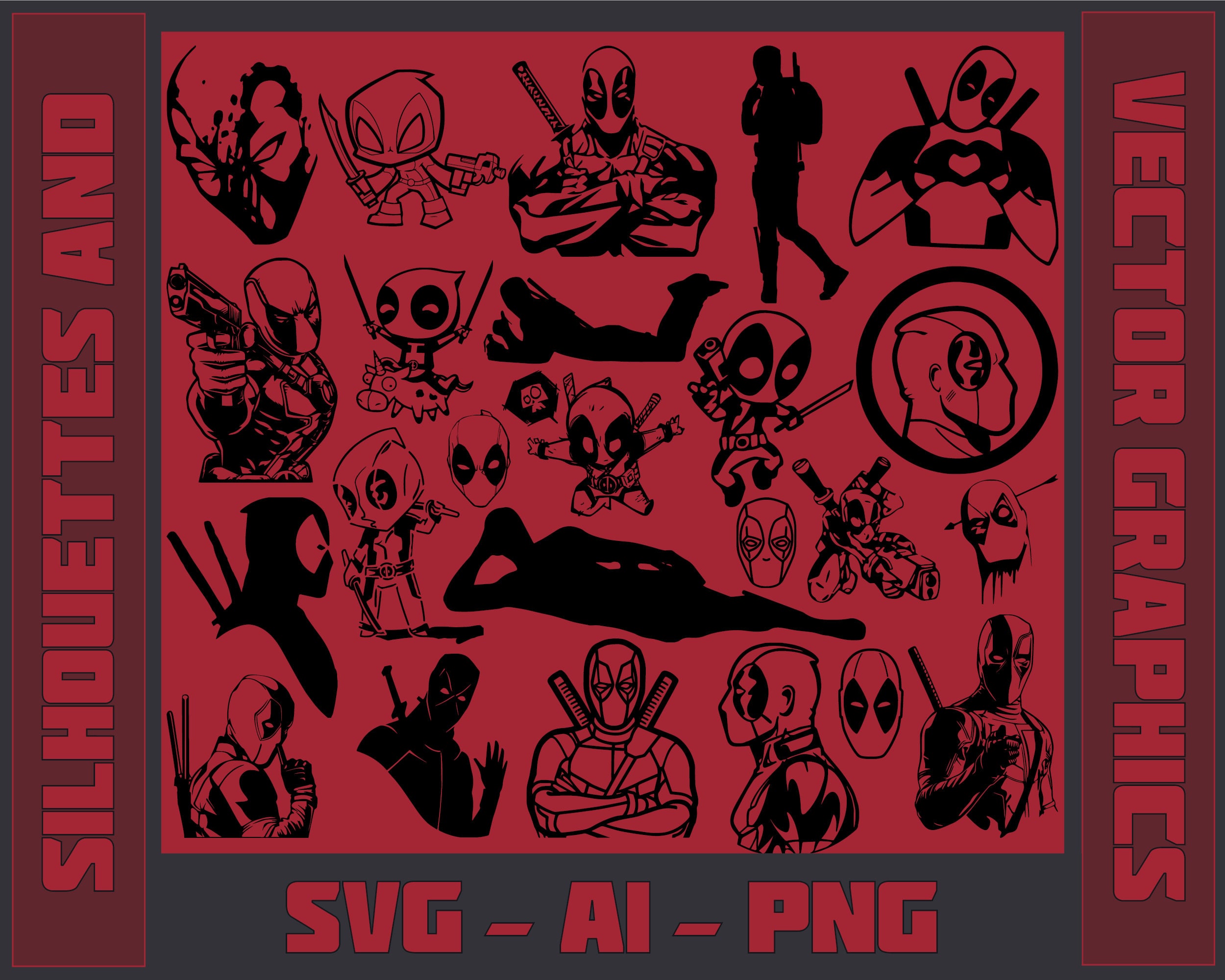 Marvel's Deadpool 30 Pk Vector Graphics SVG PNG AI - Etsy