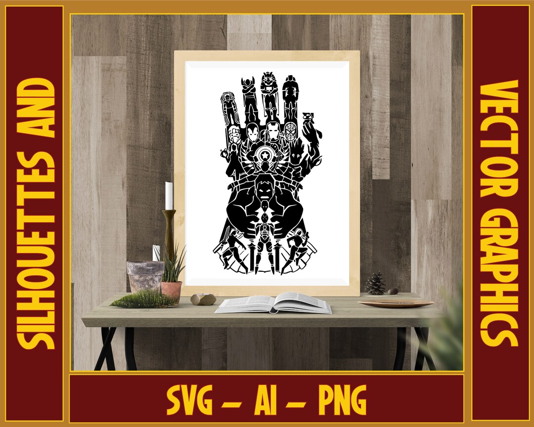Infinity Gauntlet Avengers Collage Mural Vector Graphic (SVG, AI and ...