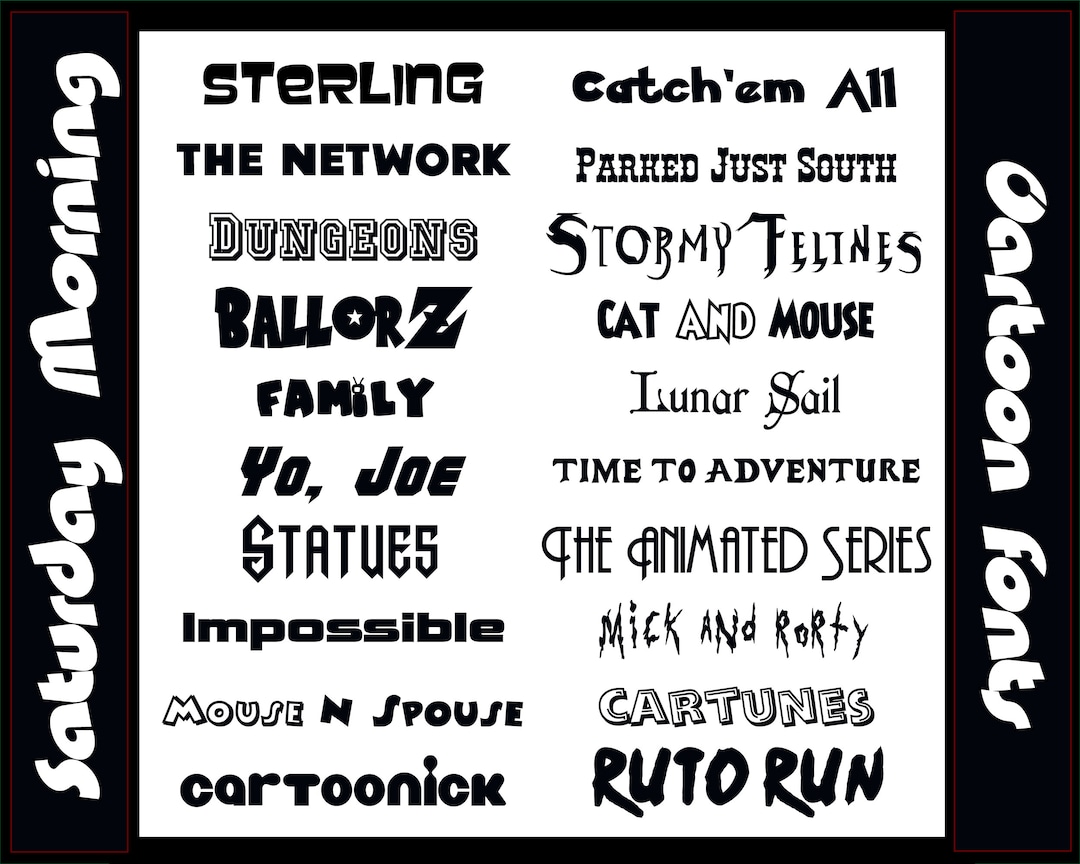 Saturday Morning Cartoon's Font Pack - 32 Different Fonts (digital ...