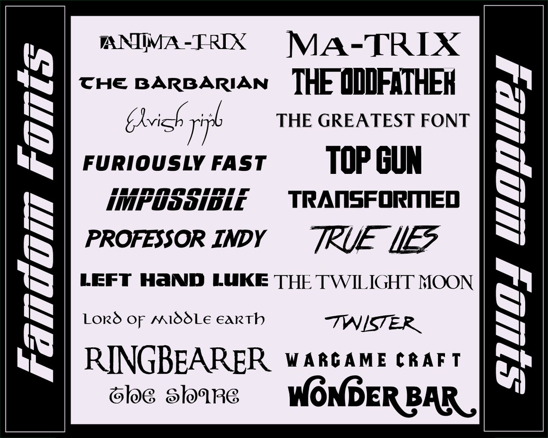 Fandom Font Pack (20 Blockbuster Movie Fonts - Part 1) (digital ...