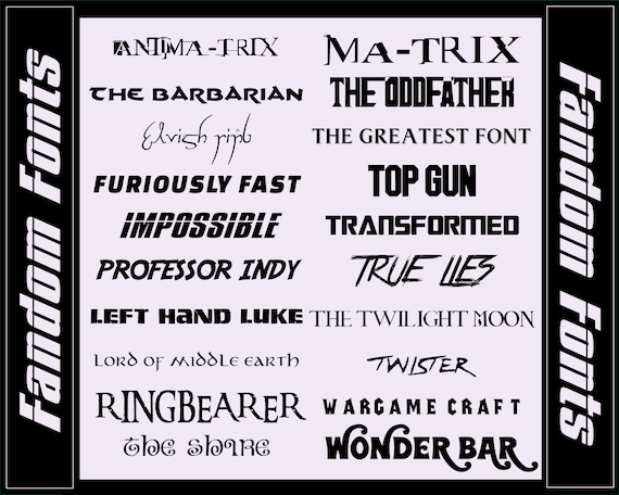 Fandom Font Pack 20 Blockbuster Movie Fonts Part 1 | Etsy