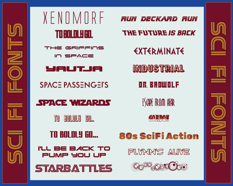 Sci Fi TV & Movie Font Pack - 20 Different Fonts With 90+ Variations ...