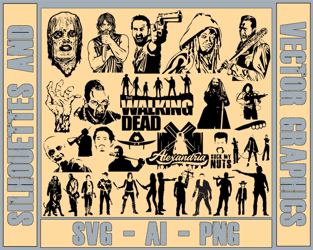 The Walking Dead (pack 2) 30 Pk Vector Graphic Silhouettes for Decals ...