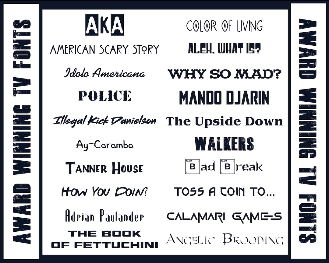 Award Winning TV Fandom Font Pack 20 Different Fonts With 50 Variations ...