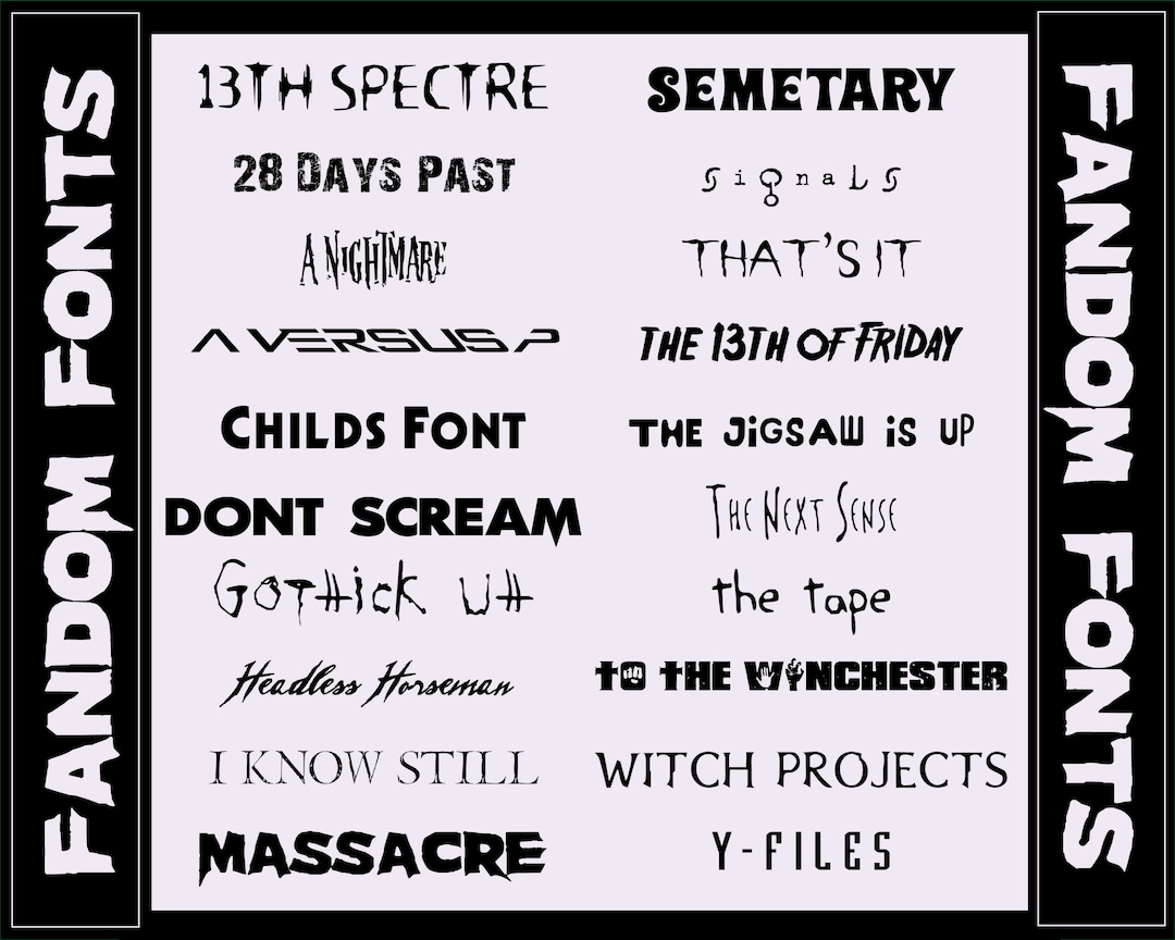 Fandom Font Pack (20 Horror & Scary Movie Fonts) (digital Download) - Etsy