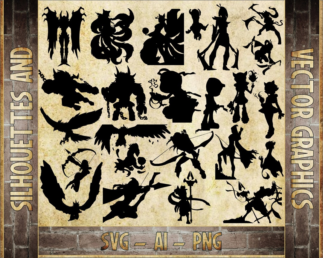 League of Legends Inspired Vector Graphics 24 Pk of Silhouettes (ai ...