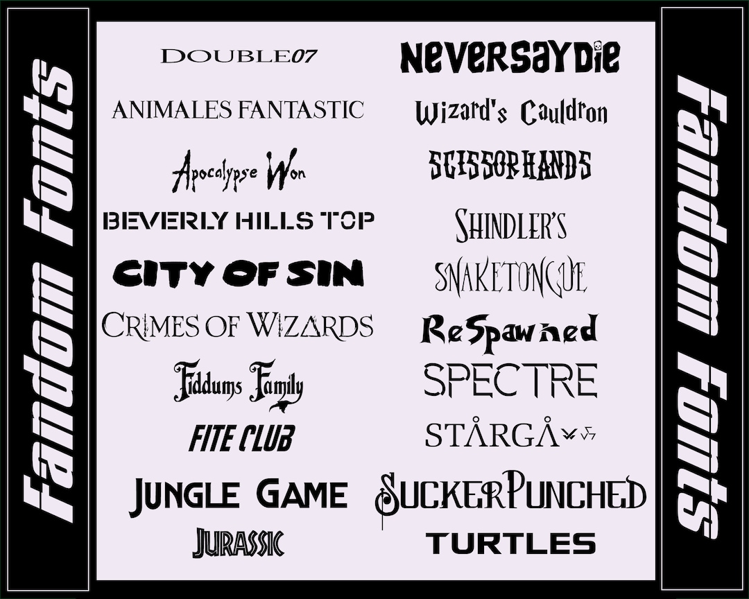 Fandom Font Pack (20 Blockbuster Movie Fonts - Part 2) (digital ...