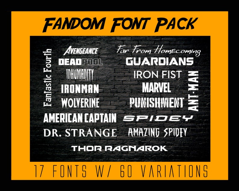 Fandom Font Pack 17 Marvel Universe Fonts 60 Font | Etsy UK