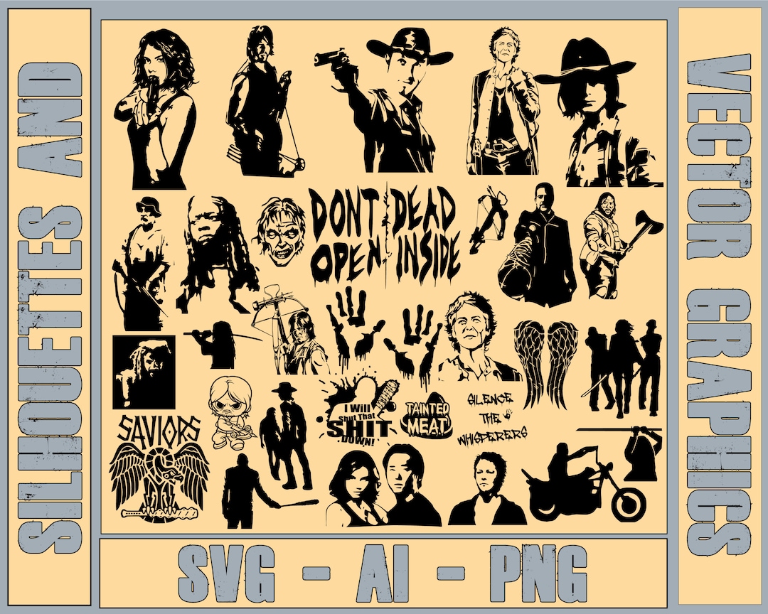 The Walking Dead (pack 1) 30 Pk Vector Graphic Silhouettes for Decals ...