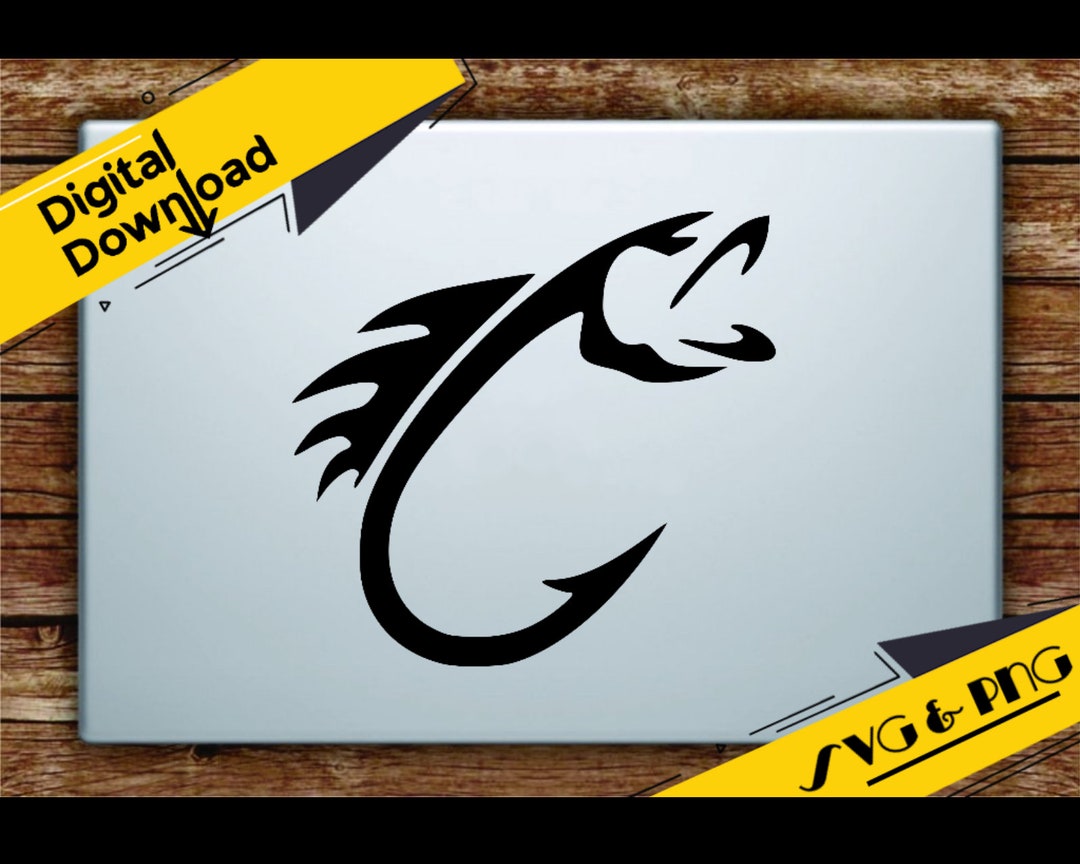 Fish Hook - SVG Vector Graphic Silhouette Vectors (PNG & SVG Included ...