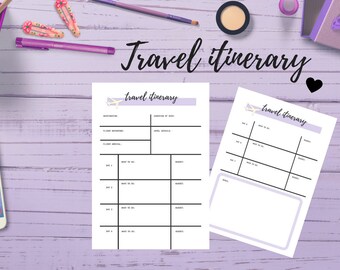 Travel itinerary | Etsy