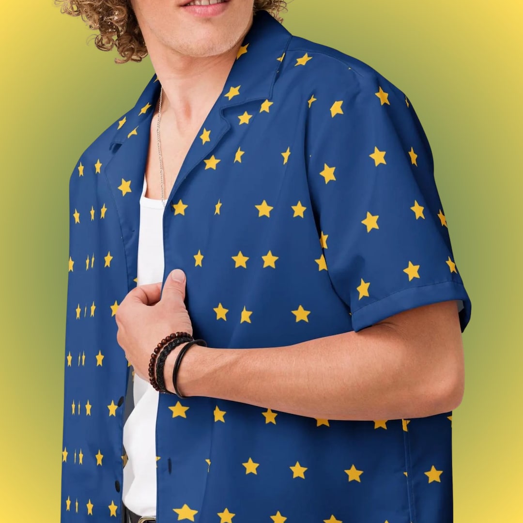 Blue Star Button-down Shirt: Cosplay Costume Patriotic Festival Top - Etsy