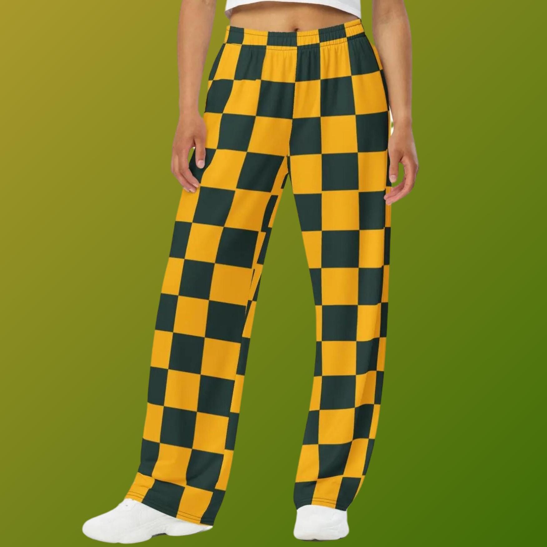 Green & Yellow Checkered Lounge Pants: Game Day Football Spirit Wear - Etsy