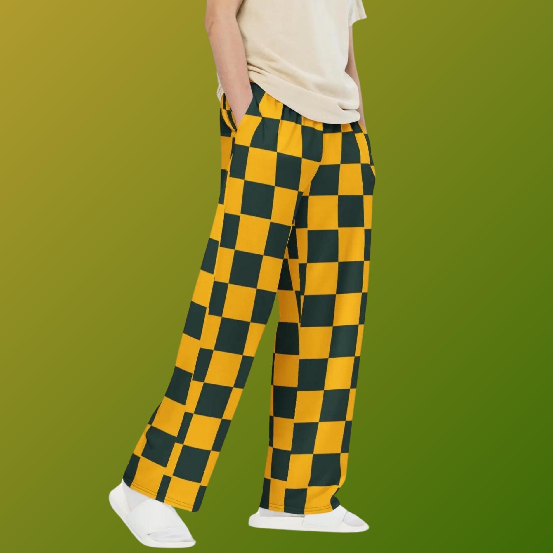 Green & Yellow Checkered Lounge Pants: Game Day Football Spirit Wear - Etsy