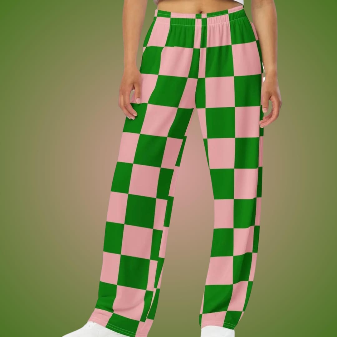 Pink & Green Checkerboard Lounge Pants | Sorority Loungewear - Etsy