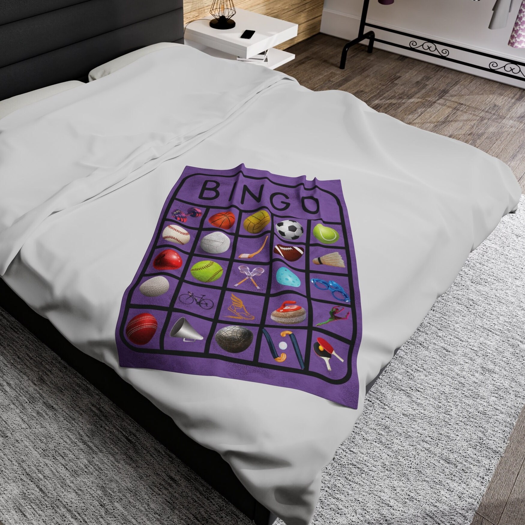 Bingo Blanket for Bingo Lover Customizable Plush Blanket for Sport ...