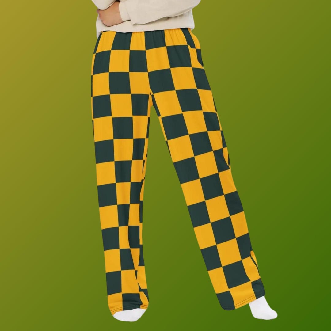 Green and Yellow Checkered Pants Football Fan Team Colors Green and ...