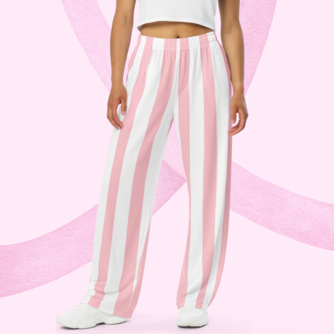 Pink and White Striped Pajama Pants Pink Lover Lounge Pant Gift for ...