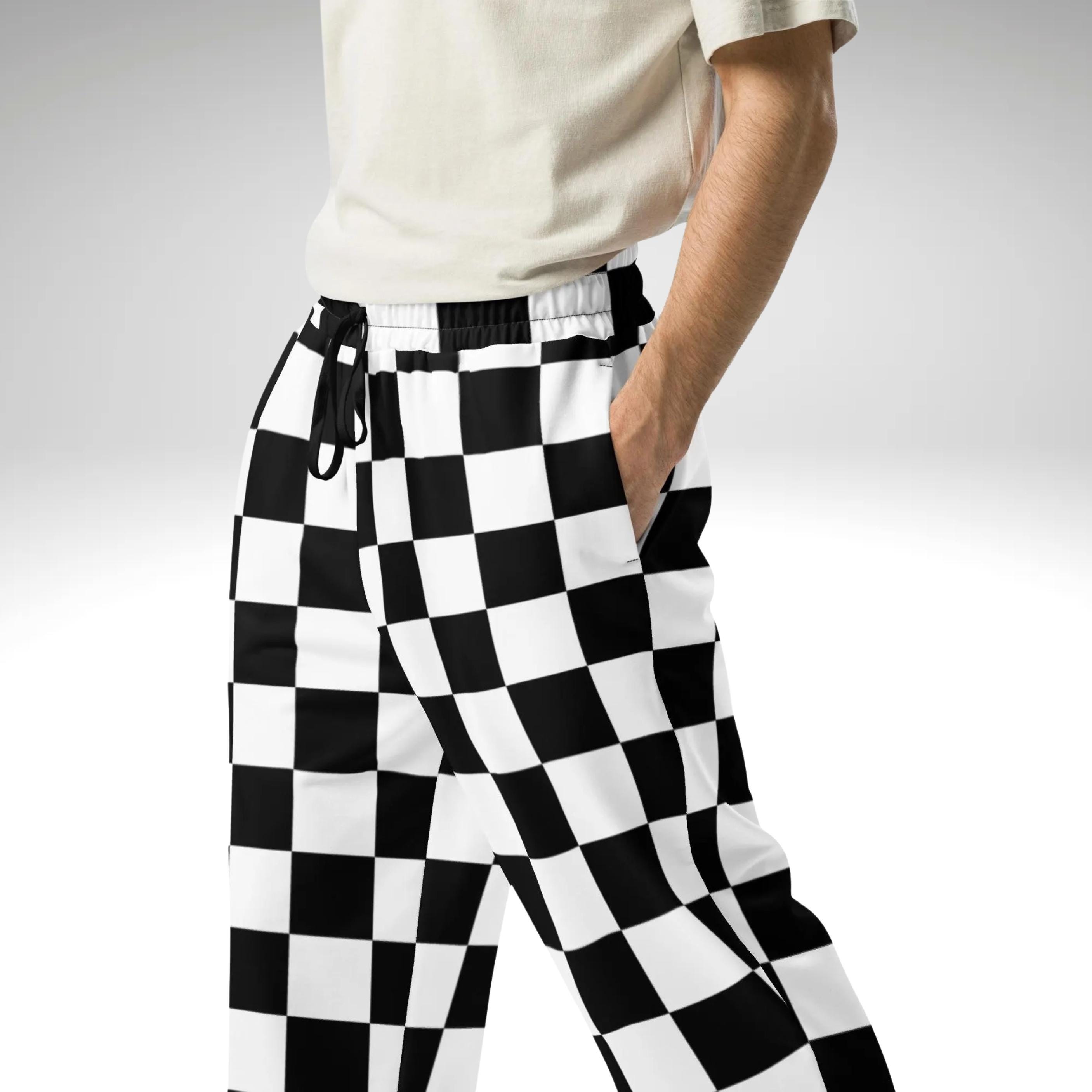 Black White Checkered Wide Leg Jogger Game Day Sports Team Spiritwear ...