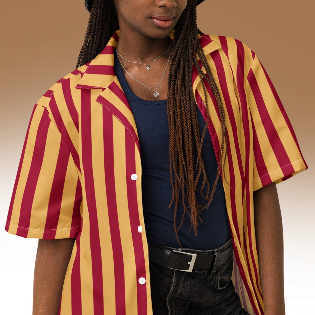 Professional Football Shirt Red and Gold Striped Button-down Shirt ...