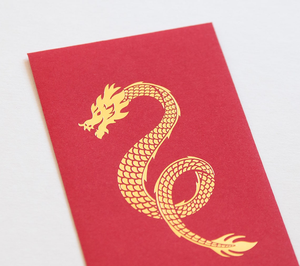 NEW 2 Dragon Gold-foiled Red Envelopes Professionally Foiled - Etsy