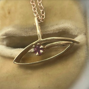 Unusual 9ct Gold Ruby Leaf Pendant on Modern Gold Plated Chain - Etsy UK