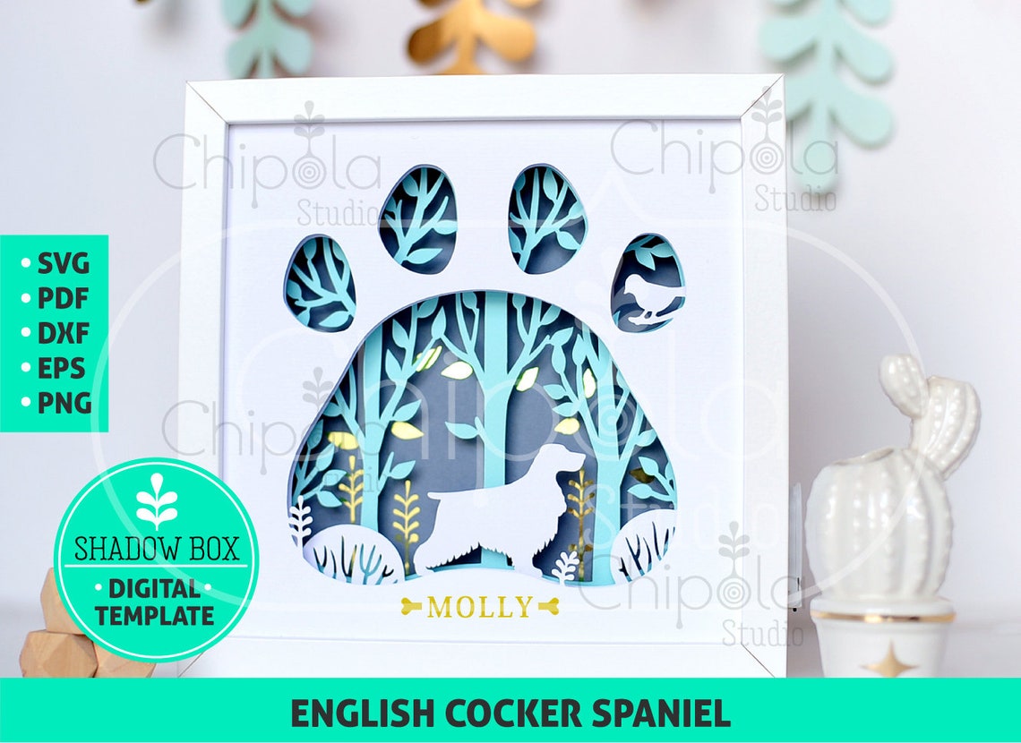 English Cocker Spaniel Dog Breed Shadow Box SVG 3d Papercut - Etsy UK