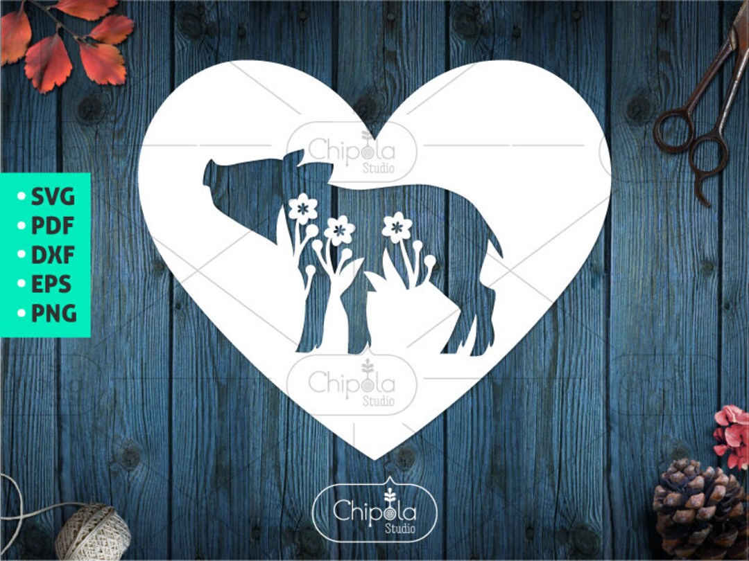 Mini-pig Floral Heart SVG Vector Cut File, Floral Heart Papercut, Cute ...
