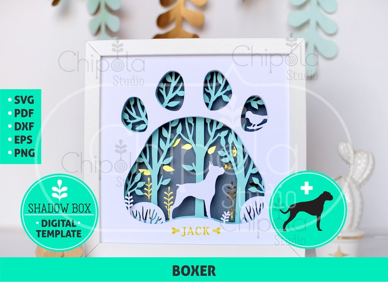 Boxer Dog Breed Shadow Box SVG, 3d Papercut SVG, Layered Paper Art ...