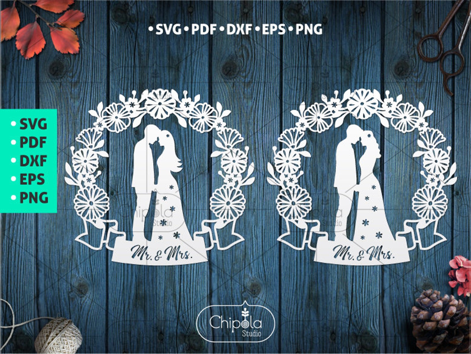 Wedding SVG Cut File Romantic Template SVG Bridesmaid Gift - Etsy